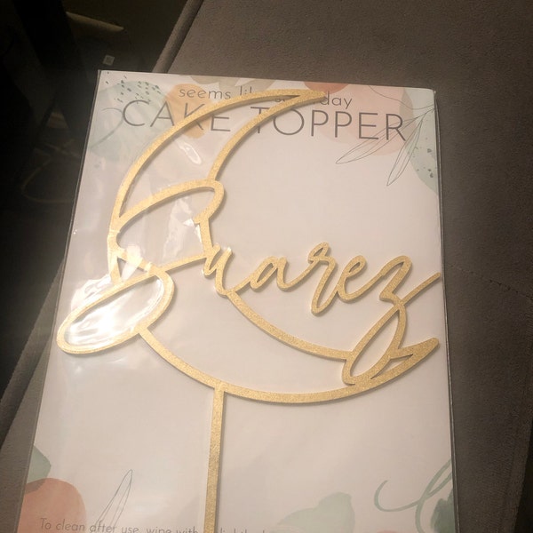 Moon Cake Topper With Name - Perfect for A Moon Birthday Theme, Space ...