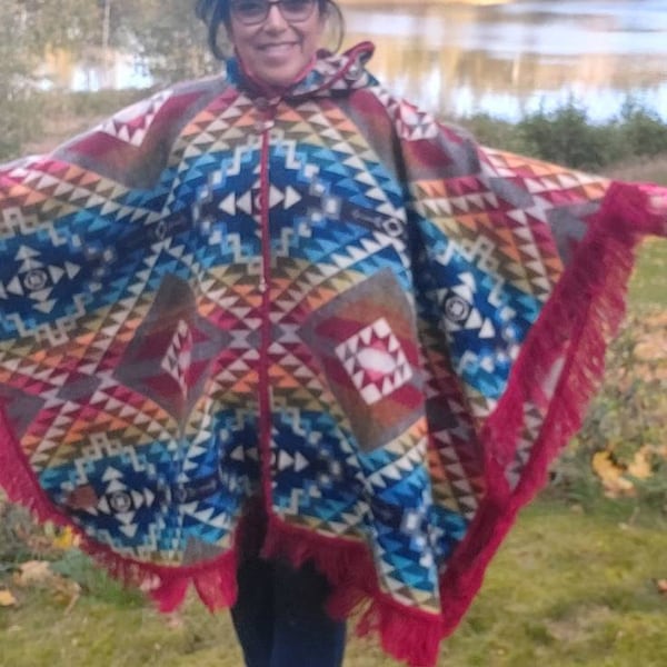 Geometric Southwestern Style Alpaca Cape. Crafted by Indigenous Hands ...