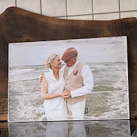 MEERWEH DUO Maritimes Bild auf Holz Leinwand Kunstdruck Meer Ostsee Nordsee Möwen Wanddeko ...
