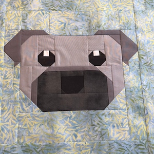 Pug Dog Puppy Quilt Block PDF Pattern Includes Instructions for 6 Inch ...