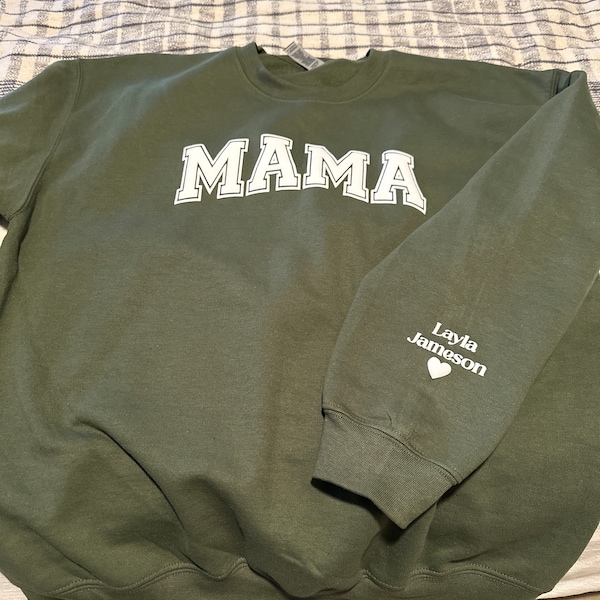 Mama Keepsake Sweatshirt With Puff Lettering, Personalized Kid Names on ...