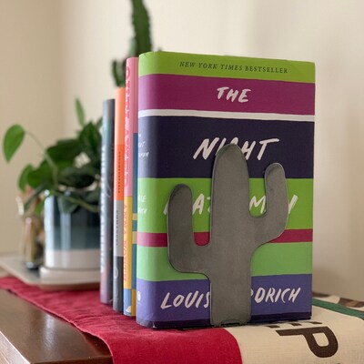 Metal Cactus Bookend Cactus Home Decor Modern Bookend Metal Bookend Rustic Southwestern Style ...