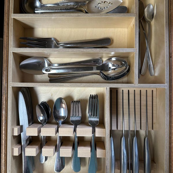 Two Tier Drawer Organizer With Sliding Tray for Utensils Silverware ...