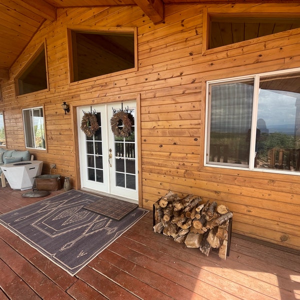 Firewood Rack V Shape Steel Metal Wood Rack Handmade Wood Stand for ...