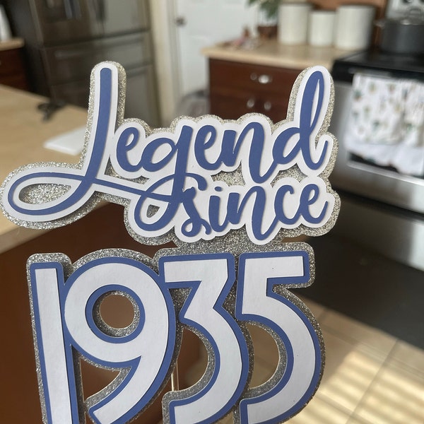 Legend Since Happy Birthday Gold Red Cake Topper Customizable - Etsy