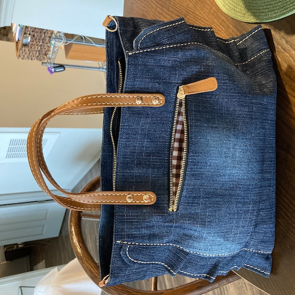 Denim Ruffle Handbag, Denim Shoulder Bag, Jean Crossbody Purse, Canvas ...