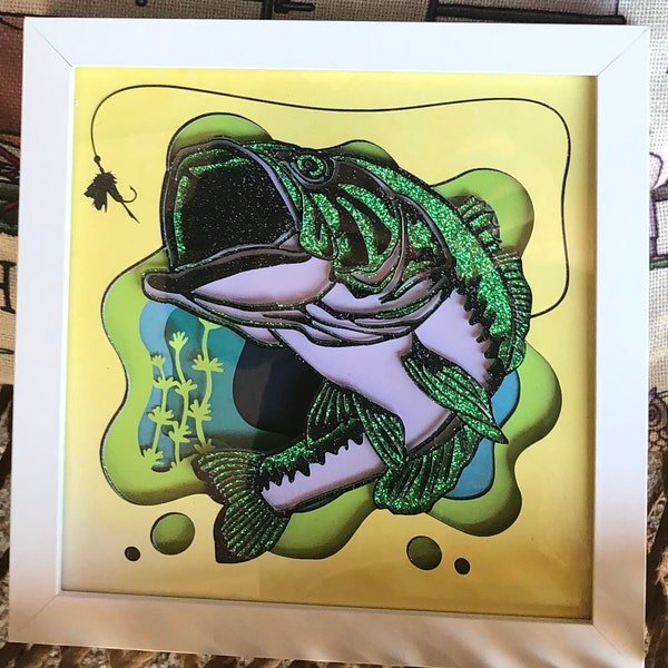 3d Fishing Svg - Shadow Box Svg, Fish Svg - Etsy