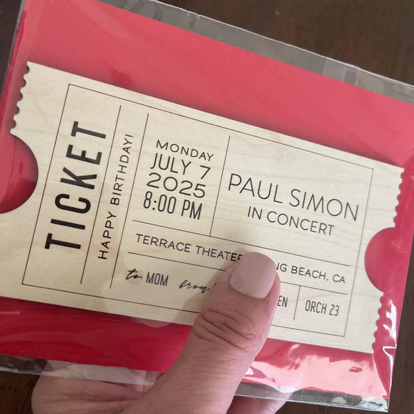 Custom Wood Engraved Event Ticket / Experience Gift Ticket / Concert ...