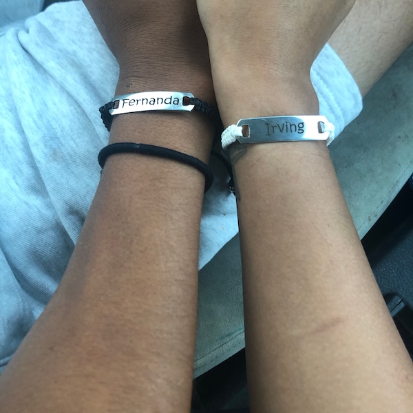 Distance Custom Couple Bracelets Set of 2 Bracelet Personalized His ...