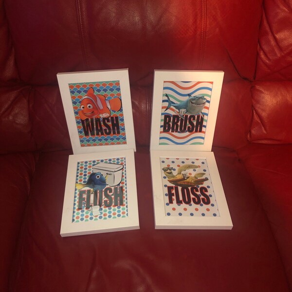 Finding Nemo Dory Wash Brush Floss Flush Kids Bathroom Decor Wall Art ...