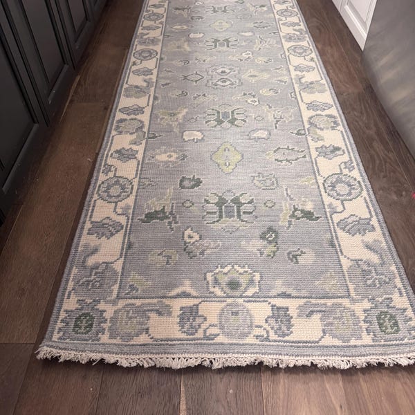 10x14 Oushak Rug Light Blue White Green 8x10, 9x12, Turkish Knot Rug ...