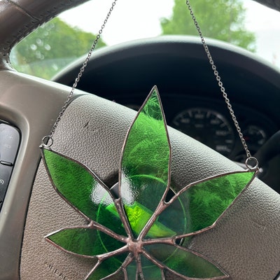 Stained Glass Cannabis Leaf, Pot Leaf Marijuana Suncatcher, Nature ...
