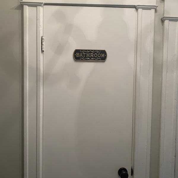 Bathroom Sign, Antique Style, Cast Iron, 10" Wide, 3" Tall, Available ...