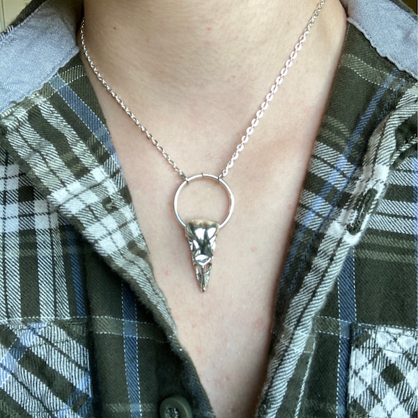 Morgana - Necklace - Choker - Bird - Skull - Lariat - Pendant - Witchy ...