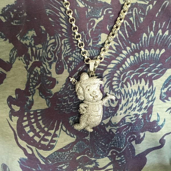 925 Silver 14K Gold Plated Cartoon Men's Pendant, Custom Cartoon ...