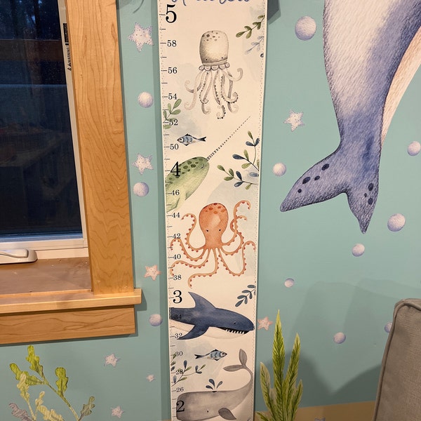 Canvas Growth Chart, Whale Growth Chart, Under the Sea Growth Chart ...