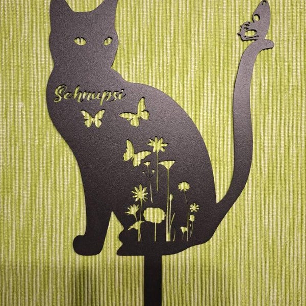Personalized Cat Yard Stake, Metal Cat Garden Stakes Decor, Custom Cat ...