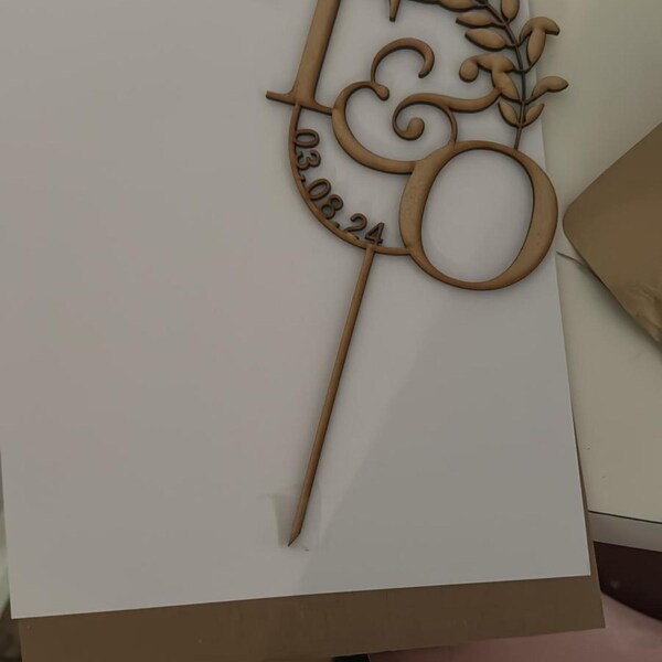 Wooden Wedding or Engagement Cake Topper With a Date and Initials ...