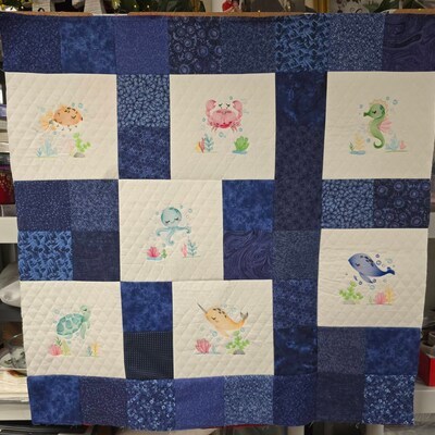 Dark Blue Navy Blue Prints 5 Quilt Fabric Charm Squares 30 Squares per ...