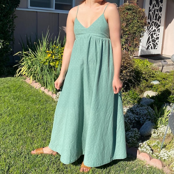 Tie Back Summer Dress, PDF Sewing Pattern, Linen Summer Dress, Babydoll ...