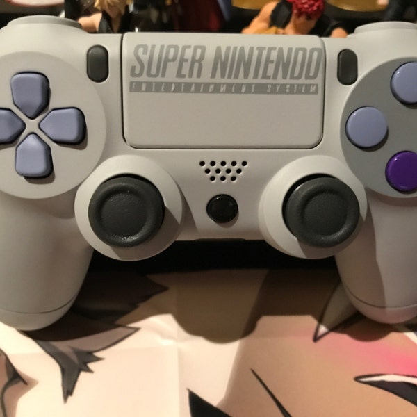 Custom SNES Super Nintendo Playstation 4 PS4 Dualshock 4 Controller - Etsy