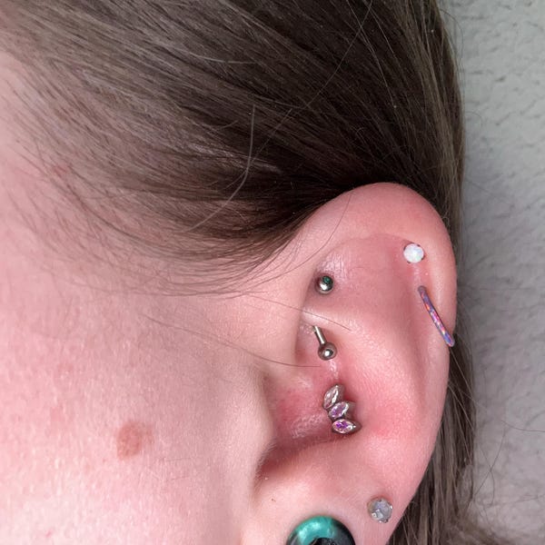 14g Scaffold Industrial Piercing Bar Colour Funky Wavy Heartbeat Design ...