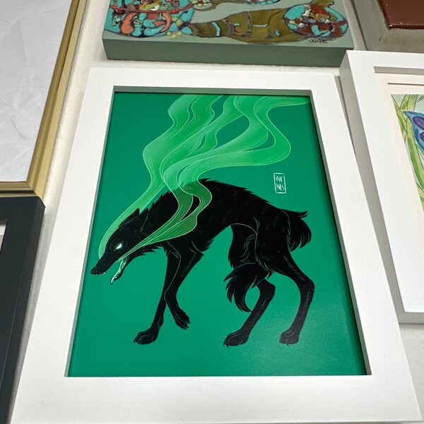 Black Wolf Chained | Red Background | Wolf Wall Art | Gothic Home Decor ...