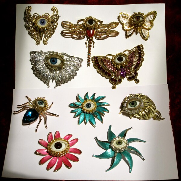 Sea Urchin Wink - Gold Tone Eyeball Brooch Pin - Etsy