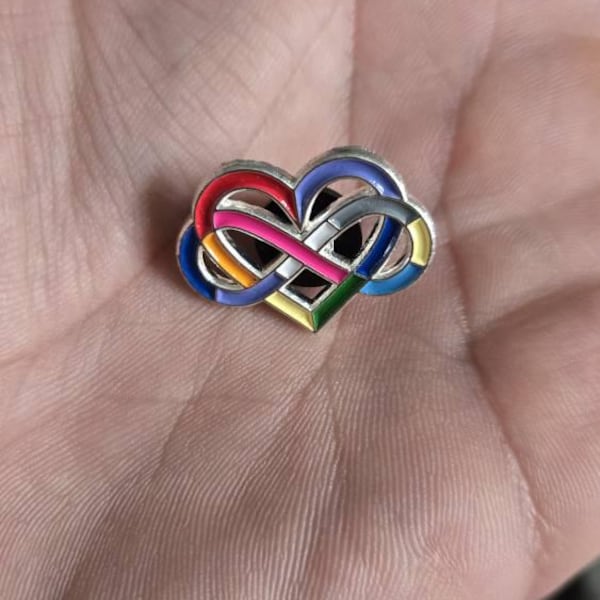 Polyamory Pride, Enamel Pin, Queer Pride, Rainbow Heart, Infinity Heart ...