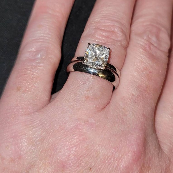 Unique Kite Setting 7MM Princess Cut Diamond Engagement Ring, 925 ...