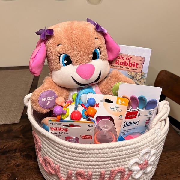 Personalized Baby Shower Gift Basket,rope Cotton Baby Gift Basket,toy ...