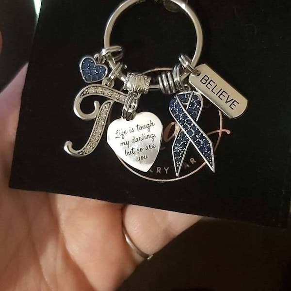 CANCER AWARENESS GIFT, Cancer Keychain, Awareness Ribbon Keychain ...