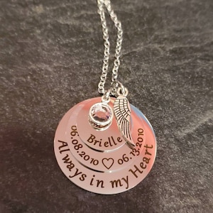 Engraved In Loving Memory Heart Memorial Necklace | Etsy