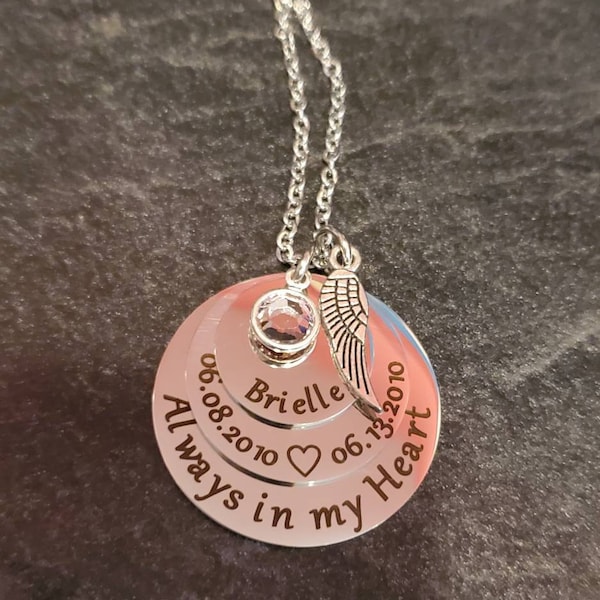 Always in My Heart Memorial Sympathy Jewelry Silver, Rose Gold, Yellow ...