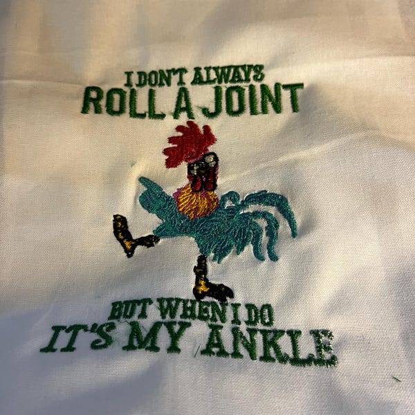 Roll A Joint Embroidery Design Funny Chicken Machine Embroidery Pattern ...
