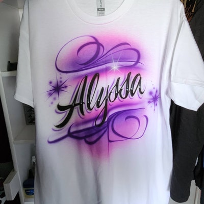 Airbrush T Shirt Script Swirly Name - Etsy
