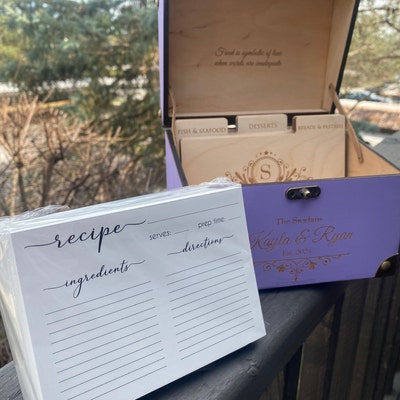 Personalized Recipe Box With Sunflowers, Wooden Recipe Box With 9 ...