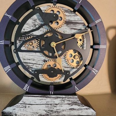 Desk Clock 10 Inches With Real Moving Gear Convertible Into Wall Clock ...