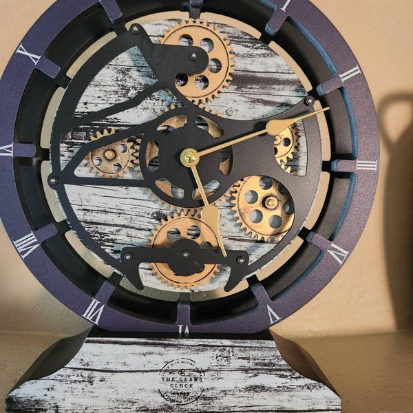 Desk Clock 10 Inches With Real Moving Gear Convertible Into Wall Clock ...
