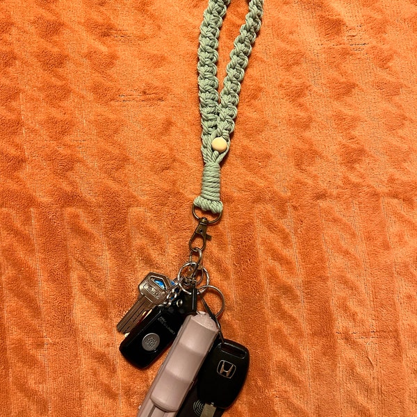 Beaded Boho Macrame Lanyard/ Macrame ID Card Holder/ Badge Holder/ Key ...