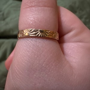 Flower Floral Stamped Ring, Flower Ring, Gold Filled, Sterling Silver ...