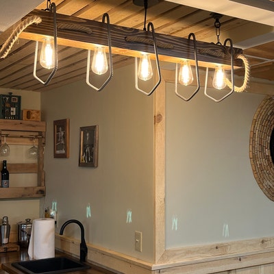 Rustic Ladder Pendant Light Fixture Wooden Farmhouse Chandelier for ...