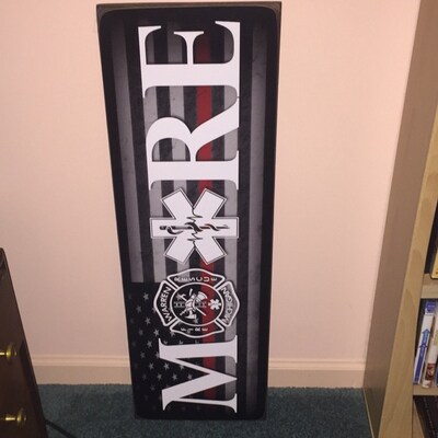 Firefighter Name Sign, Firefighter Decor, Family Name, Fireman Decor ...