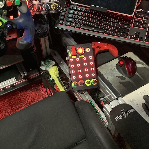 PC USB Button Box 32 Functions Back Lit Red With Neon Labels Sheet for Sim Racing - Etsy UK
