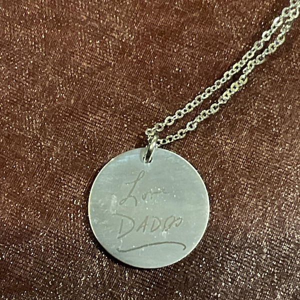 Handwriting Pendant Necklace • Custom Engraved Necklace • Anniversary ...