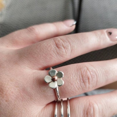 Sterling Silver and Copper Leaf Ring, Silver Leaf Ring, Statement Ring ...