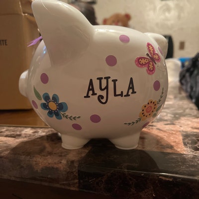 Personalized Girls Piggy Bank With Flowers,kids Piggy Bank for Her ...