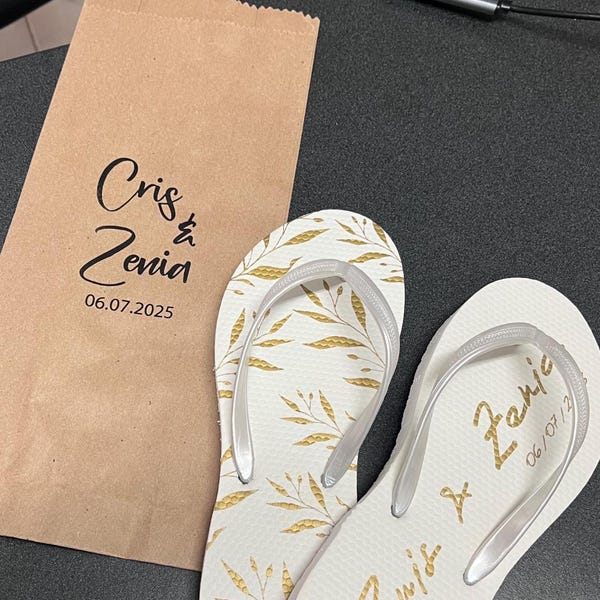 50 Pairs Bulk Custom Wedding Flip Flops With Personalized Print Gift ...