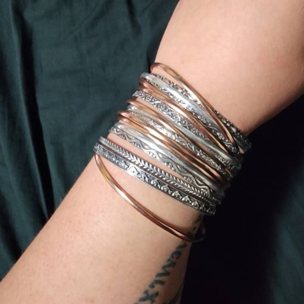 Sterling Silver Bangles, 7 Design Bangles, Bangle Bracelet Set, 925 ...