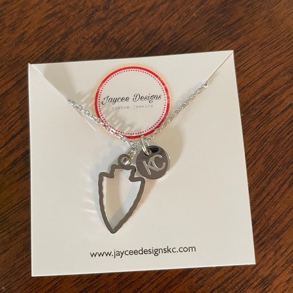 Kansas City Inspired Arrowhead Heart Necklace KC Chief Necklace Gold ...